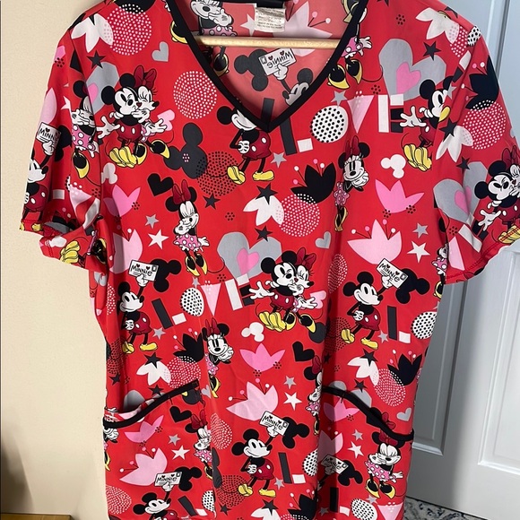 Disney | Tops | Disney Minnie And Mickey Mouse Scrub Top | Poshmark